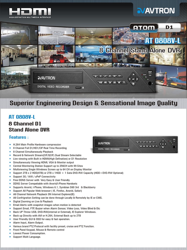 Avtron 8 Channel Stand Alone DVR AT 0808V-L | PDF | Digital Video ...