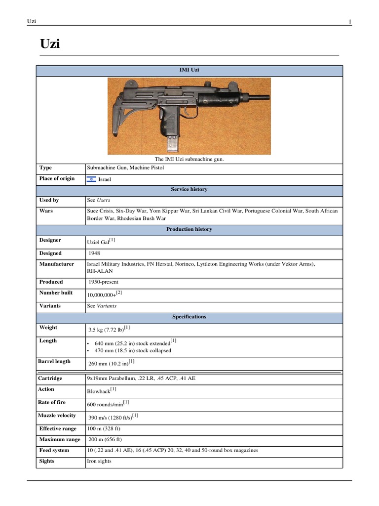 Development of The Uzi Machine Gun | PDF | Firearms | Projectile Weapons