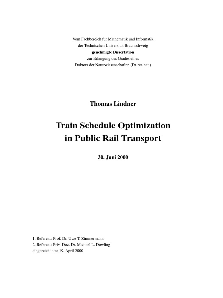 Train Schedule Optimization in Public Rail Transport | PDF ...