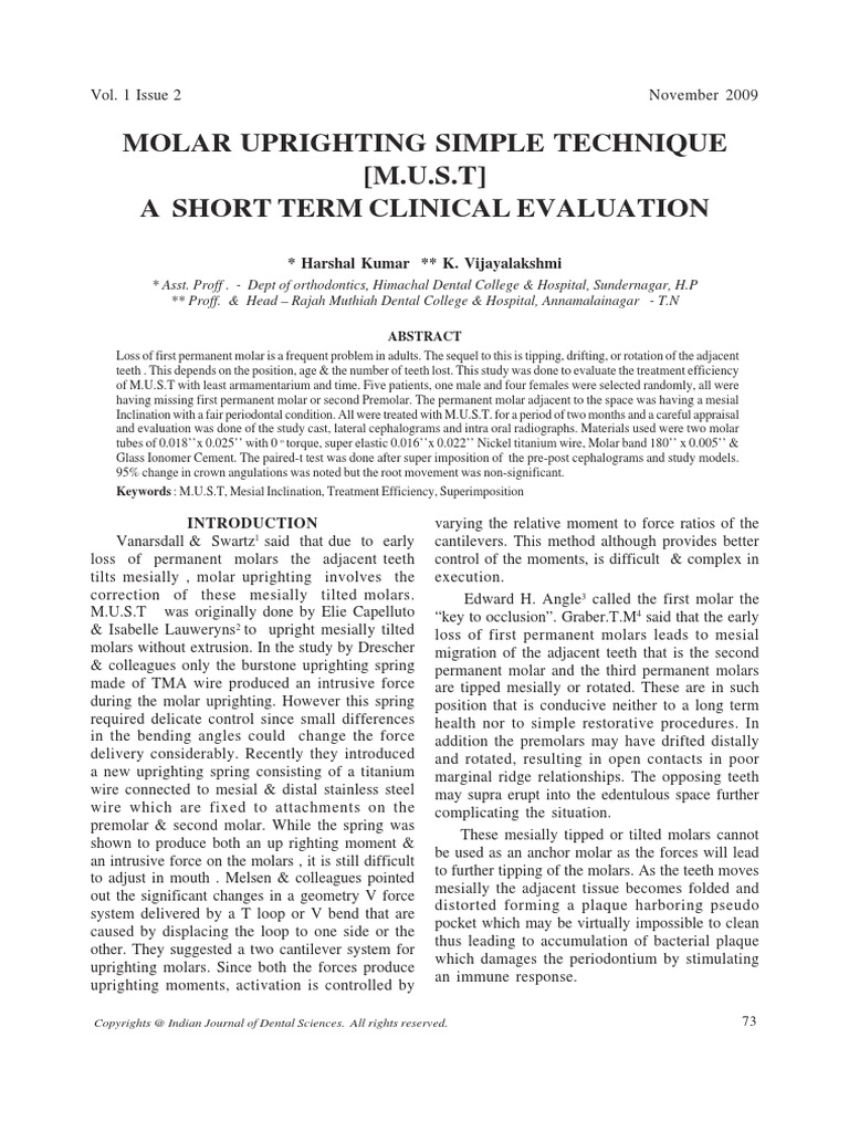 Molar Uprighting Simple Technique | PDF | Dental Anatomy | Dentistry ...