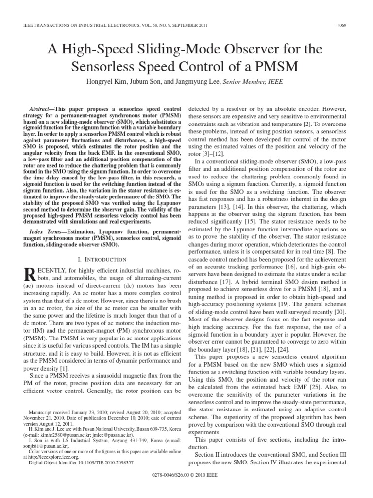 A High-Speed Sliding-Mode Observer For The Sensorless Speed Control of ...