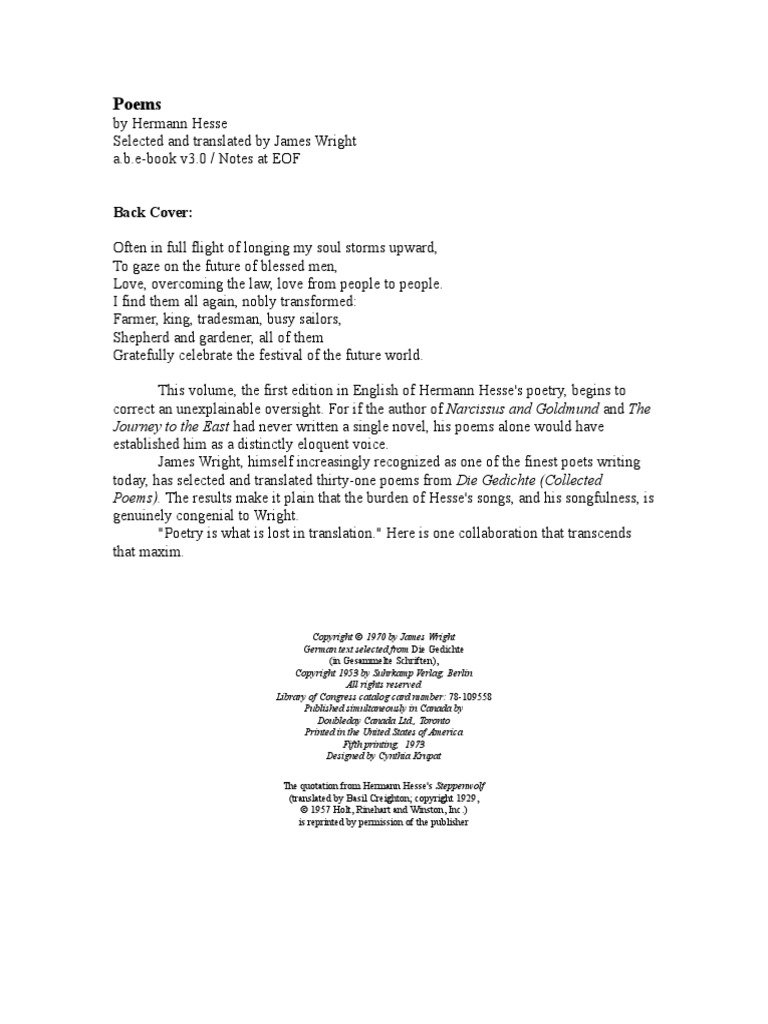 Hermann Hesse - Poems | PDF