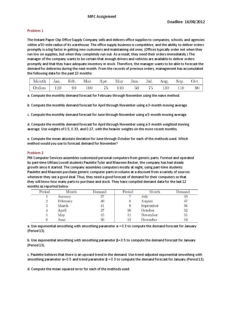 Forecasting Assignment Pdf Forecasting Moving Average