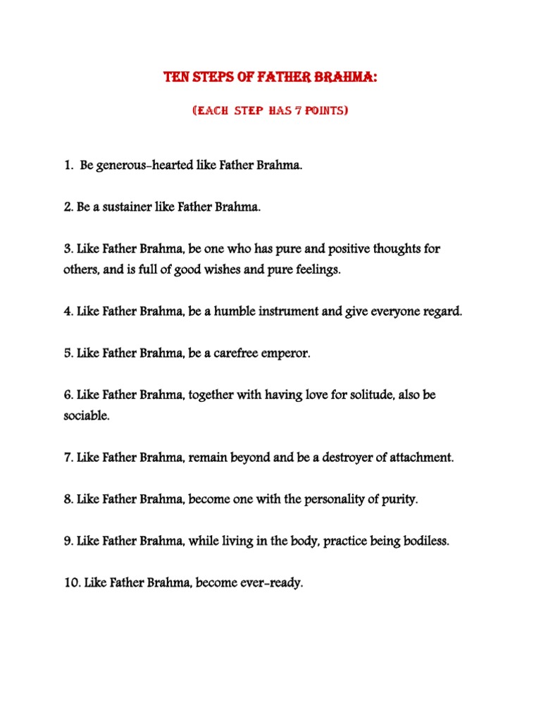 Ten Steps of Father Brahma (English) | PDF
