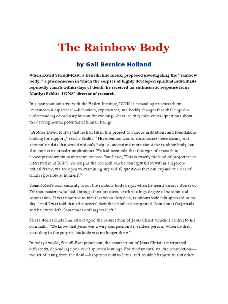 The Rainbow Body | PDF | Resurrection | Jesus