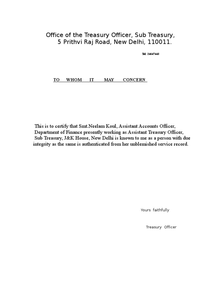 Integrity Certificate for Smt. Neelam Koul | PDF