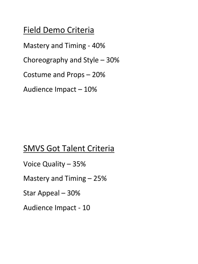 Field Demo Criteria | PDF
