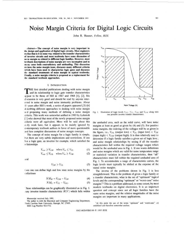 Noise Margin Criteria For Digital Logic | PDF | Power Inverter ...