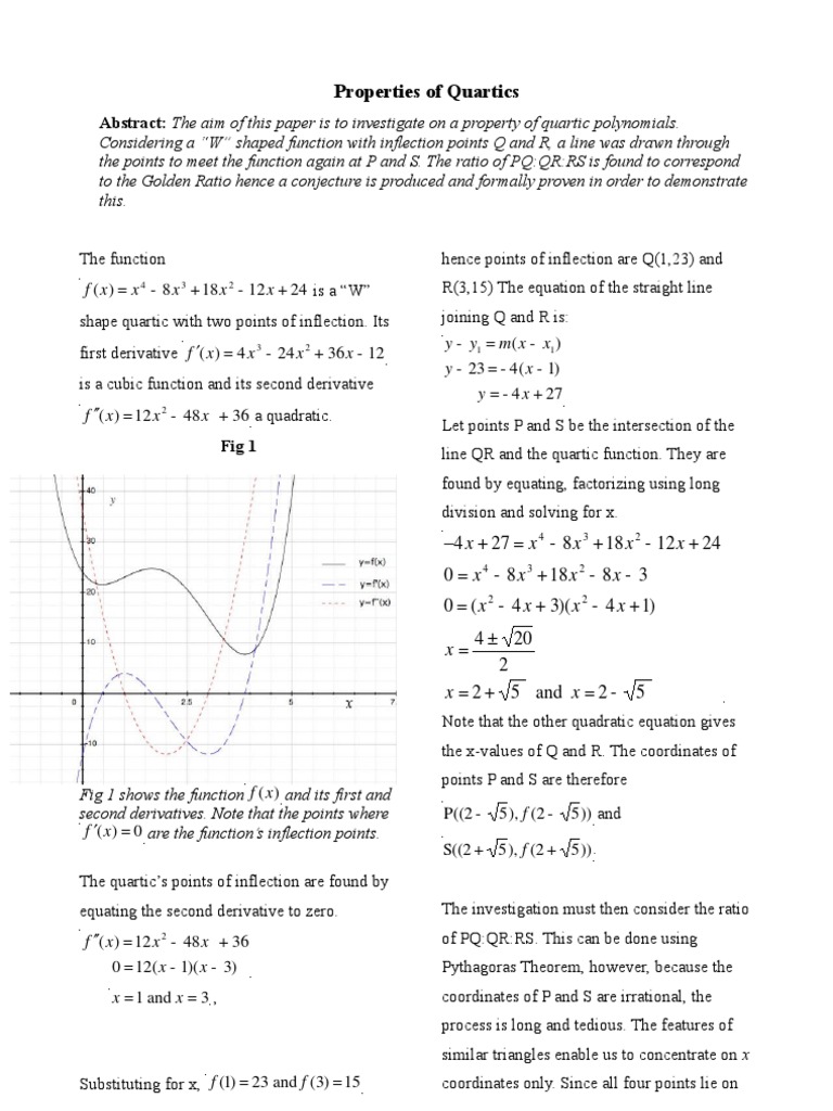 IB HL Coursework Properties of Quartics | PDF | Quadratic Equation | Derivative