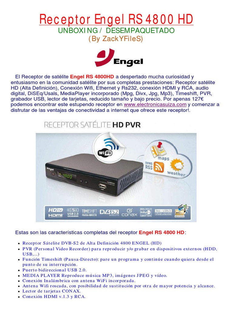 Manual Unboxing Engel RS4800HD PDF | PDF | Hdmi | Control remoto