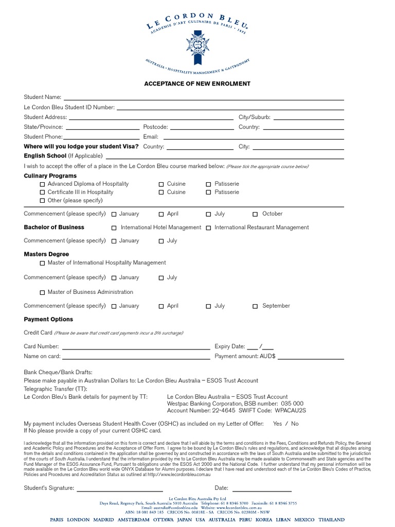E11426555 C014 Acceptance New Enrolment Form Payment | PDF | Fee | Payments