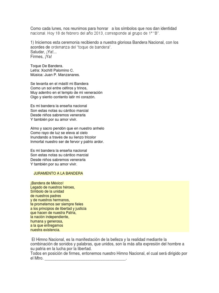 Recitar El Juramento A La Bandera