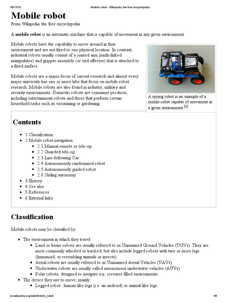 Mobile Robot | PDF | Futurology | Cybernetics