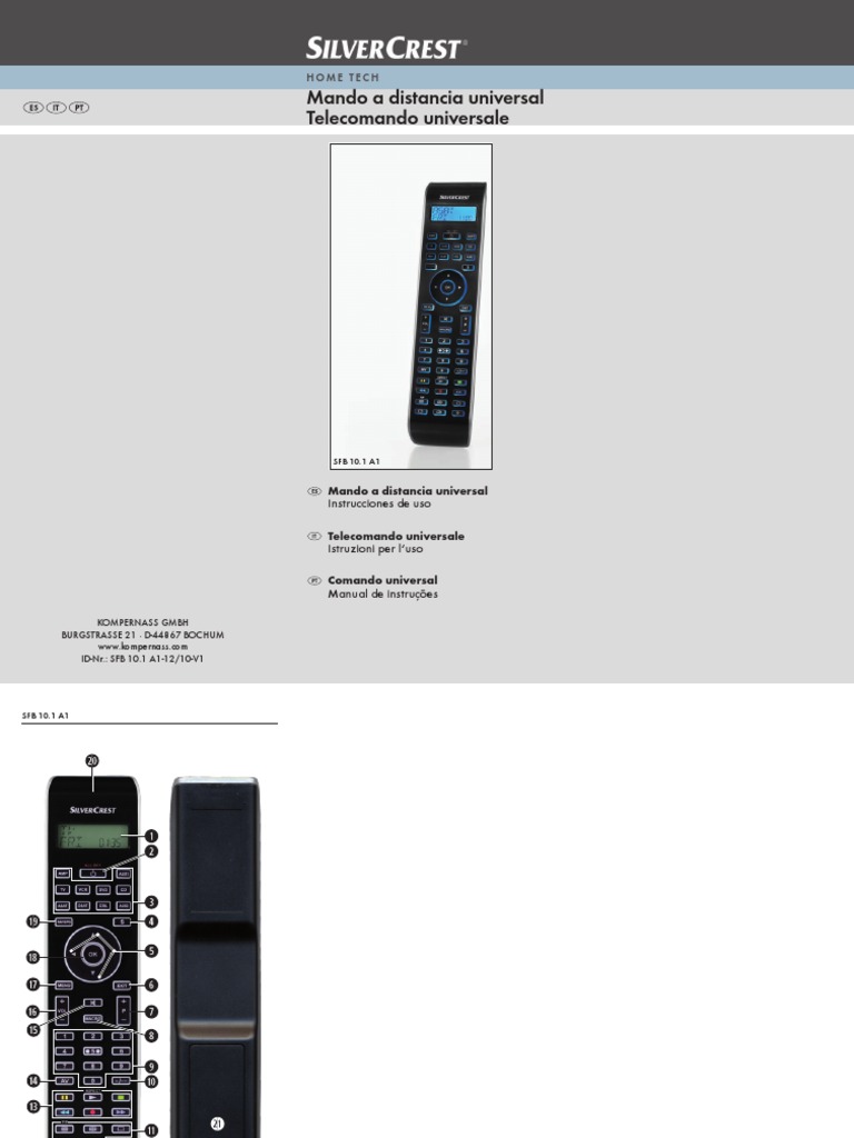 Silvercrest SFB 10.1 A1 10-In-1 Remote Control User Guide | PDF ...