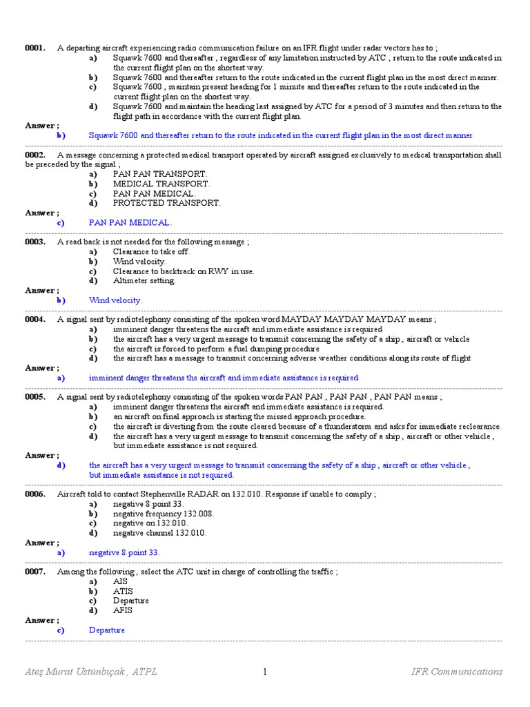 IFR Radio Communication Failure Protocols | PDF | Instrument Flight ...