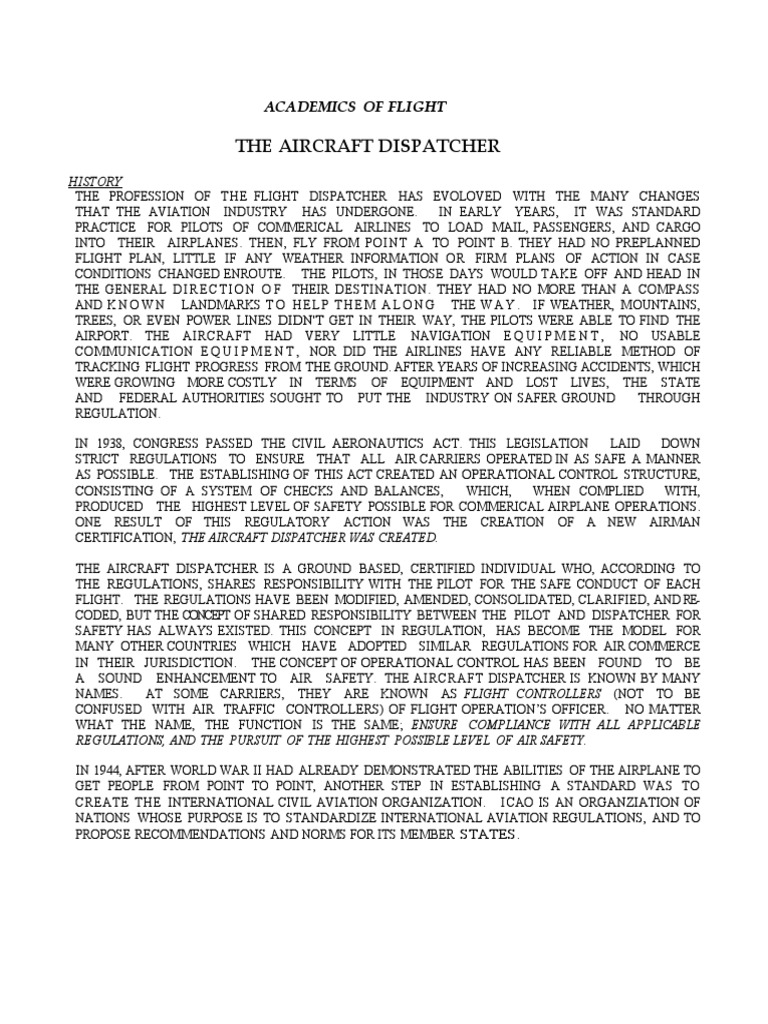 Computer-Aided Flight Dispatch Overview | PDF | Dispatcher | Federal ...