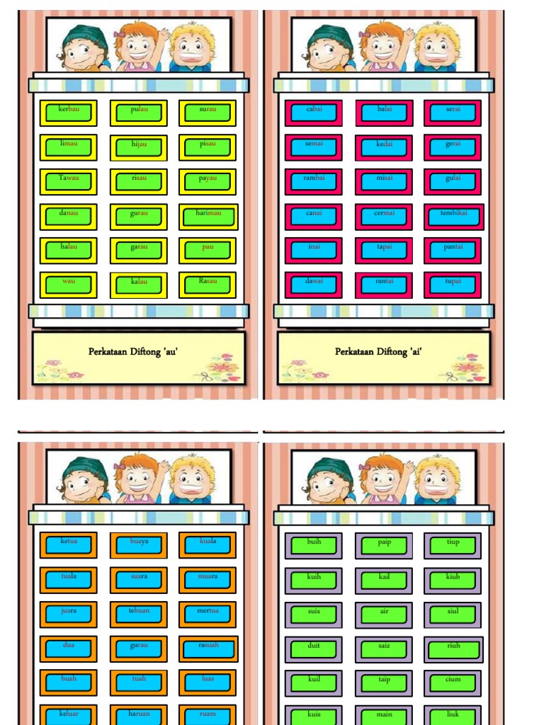 Kad Baca Perkataan Diftong | PDF