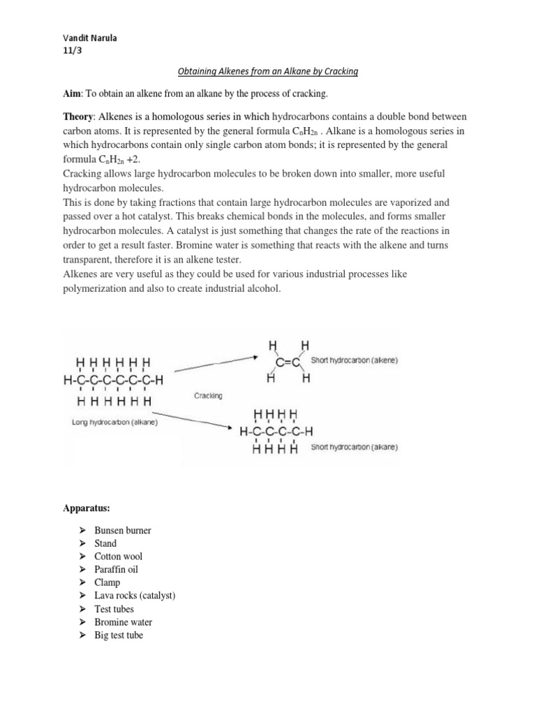 Obtaining Alkenes From An Alkene | PDF | Alkene | Cracking (Chemistry)