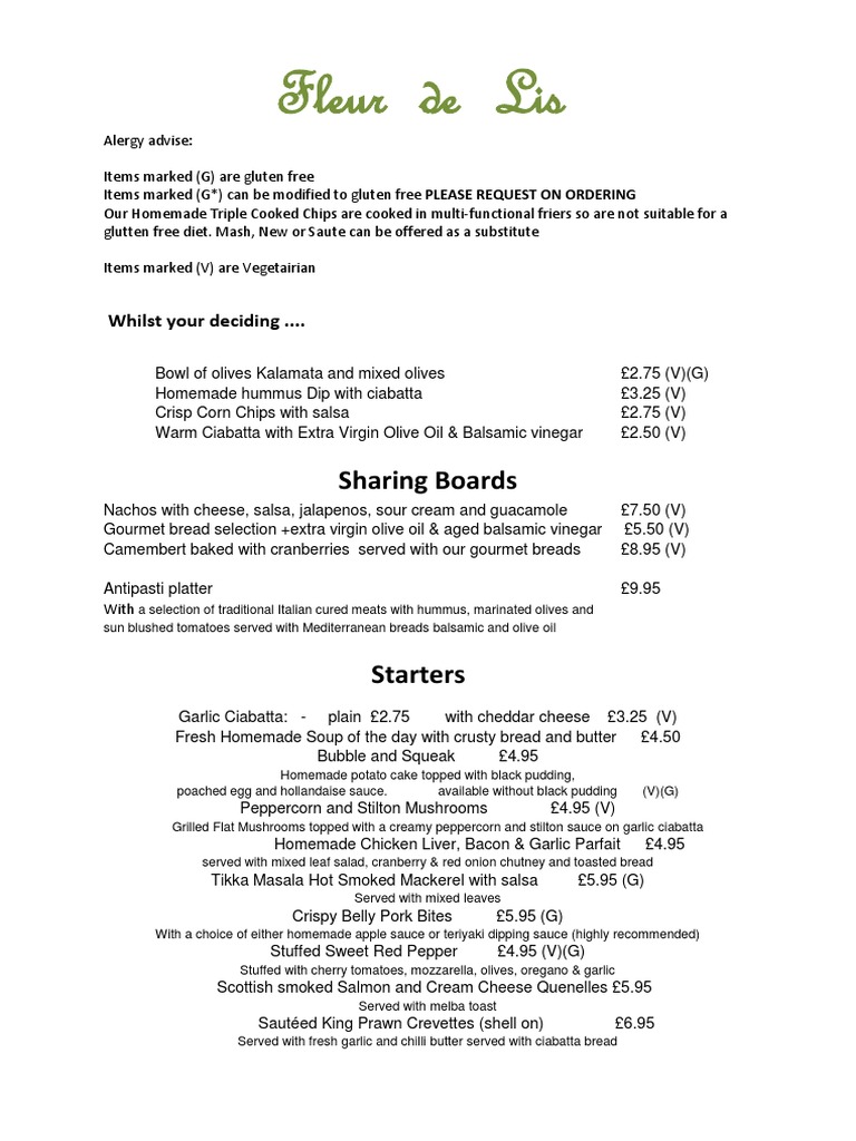 Fleur Main Menu Holly | PDF | Steak | Salad