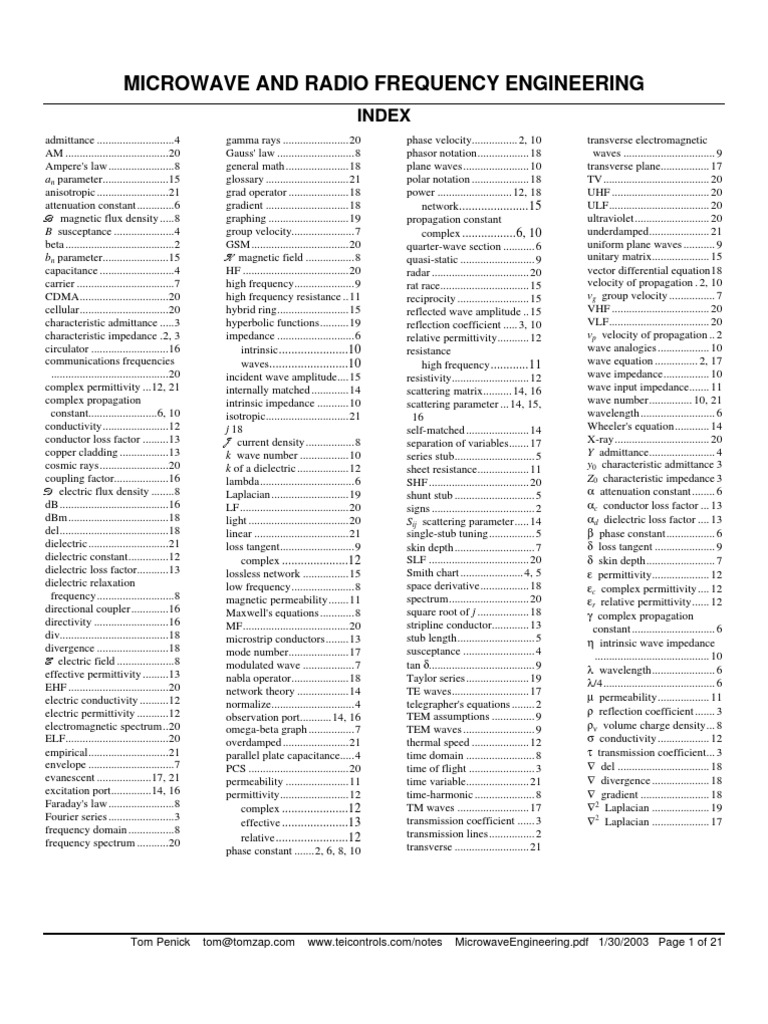 Microwave and Radio Frequency Engineering | PDF