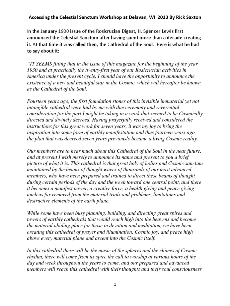 Accessing The Celestial Sanctum Workshop | PDF | Plane (Esotericism ...