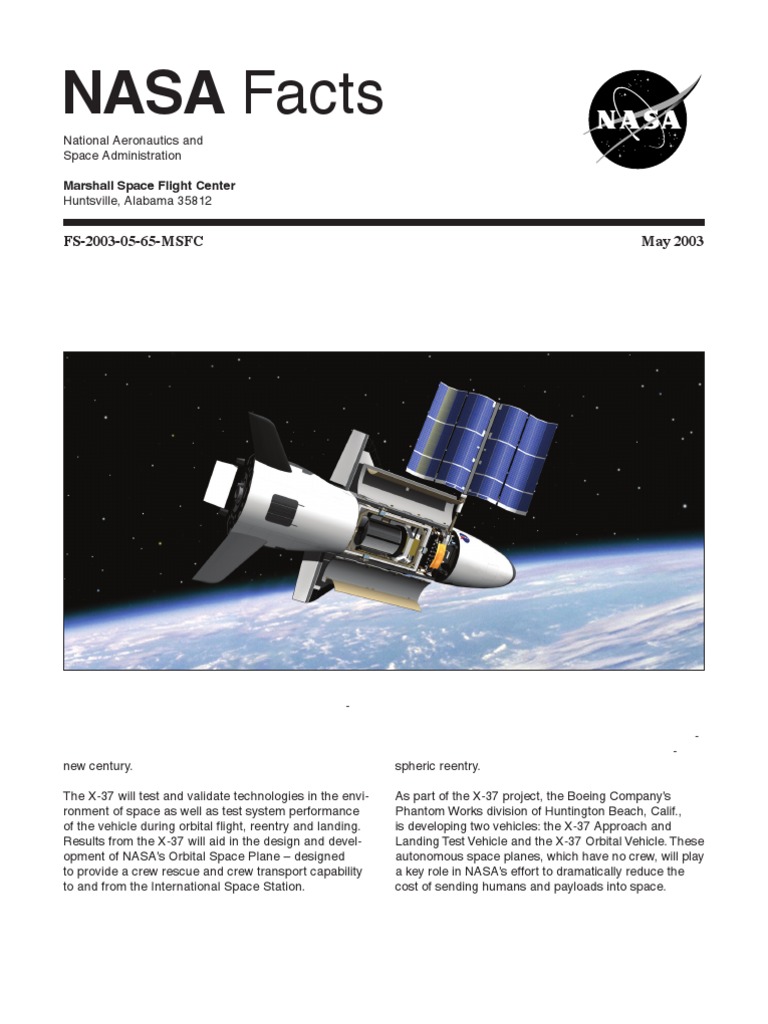 x37-Facts NASA-Facts May2003 | Nasa | Space Program Of The United States