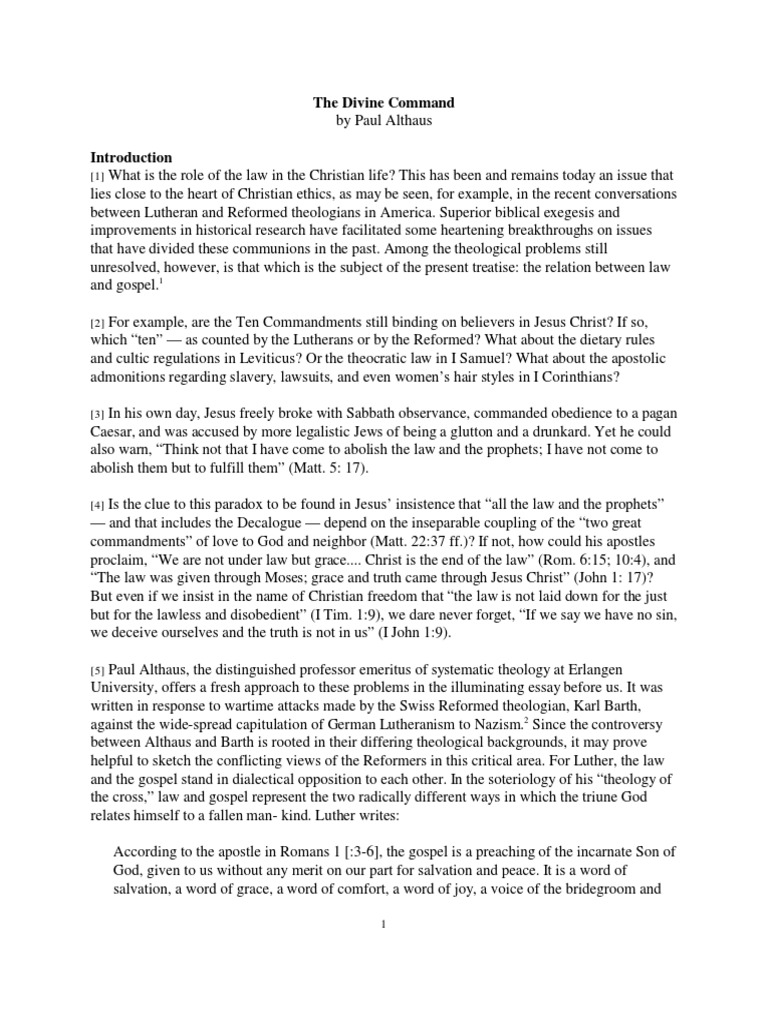 Divine Command Law and Gospel Relation | PDF | Gospel Of John | Paul ...
