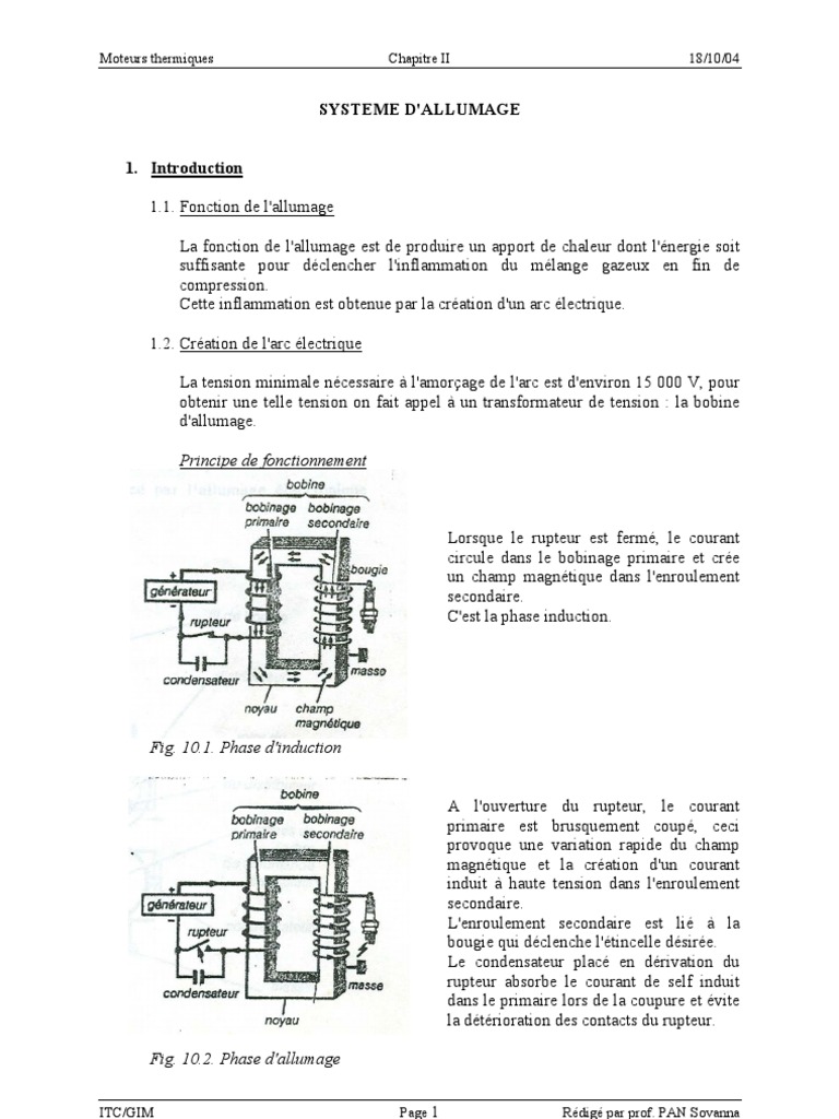 Fonctionnement Du Syst me D allumage Classique PDF Allumage
