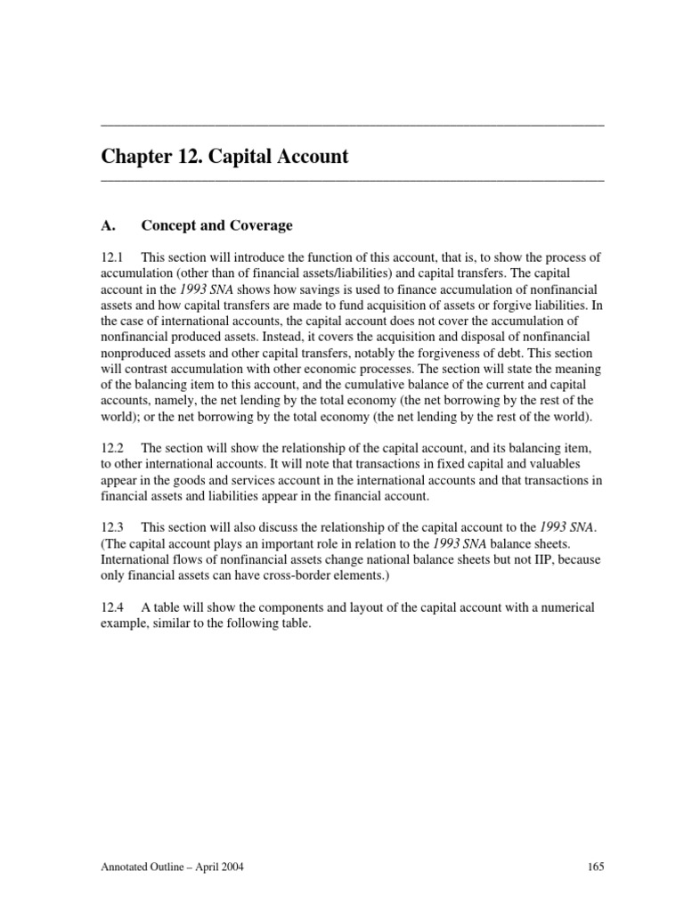 Chapter 12. Capital Account: A. Concept and Coverage | PDF | Capital ...