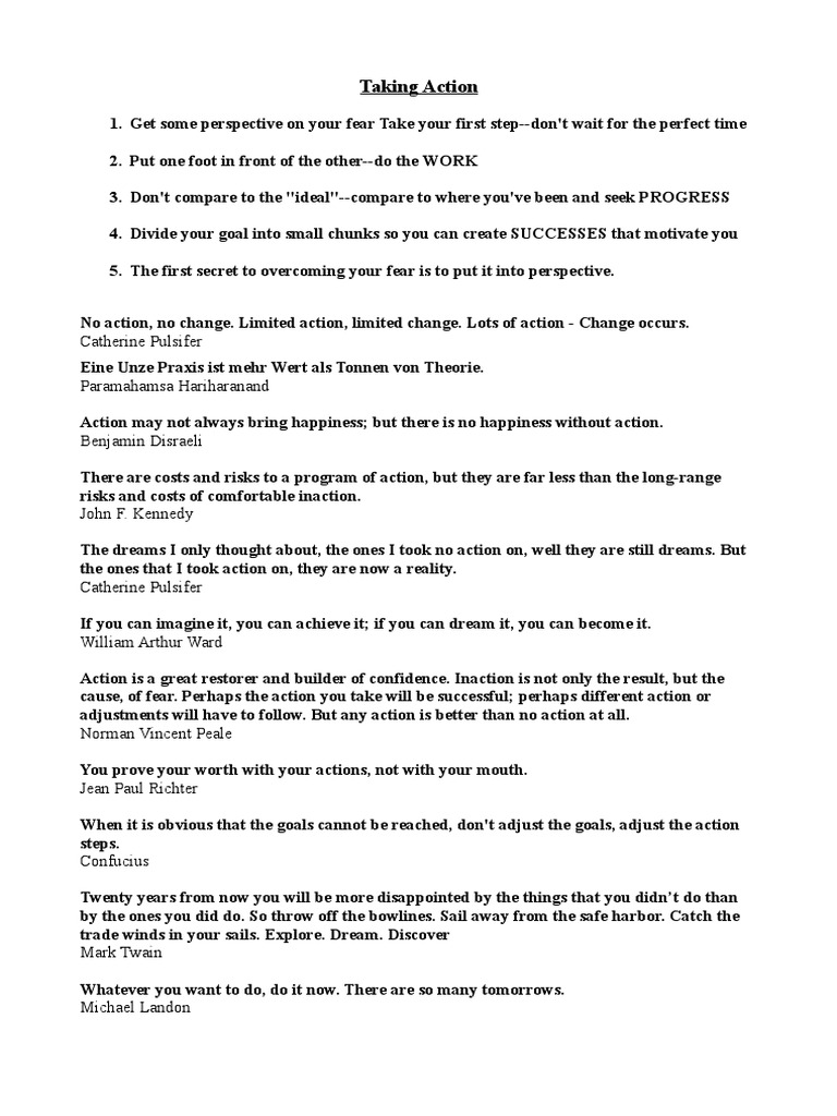 Taking Action Steps and Quotes | PDF