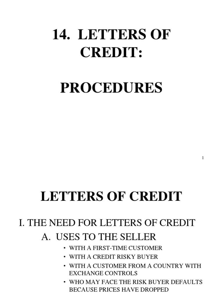 Understanding Letters of Credit Procedures | PDF