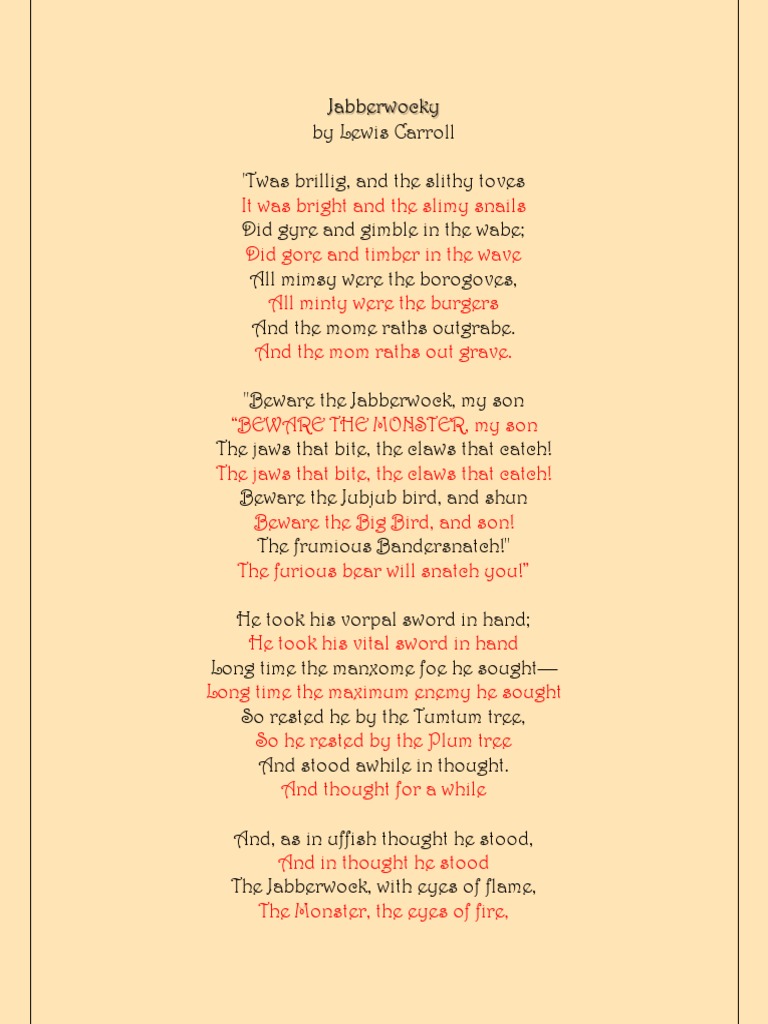 Jabberwocky | PDF | Lewis Carroll | Works