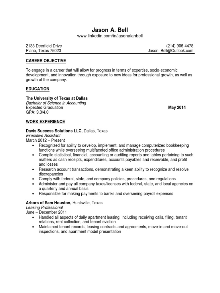 Jason A. Bell's Professional Resume | PDF