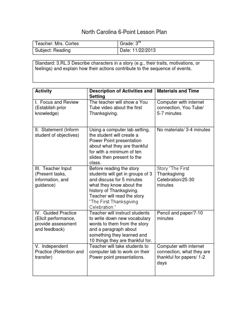 6pt Lesson Plannew | PDF
