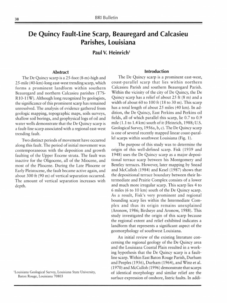 De Quincy Fault-Line Scarp, Southwest Louisiana | PDF | United States ...