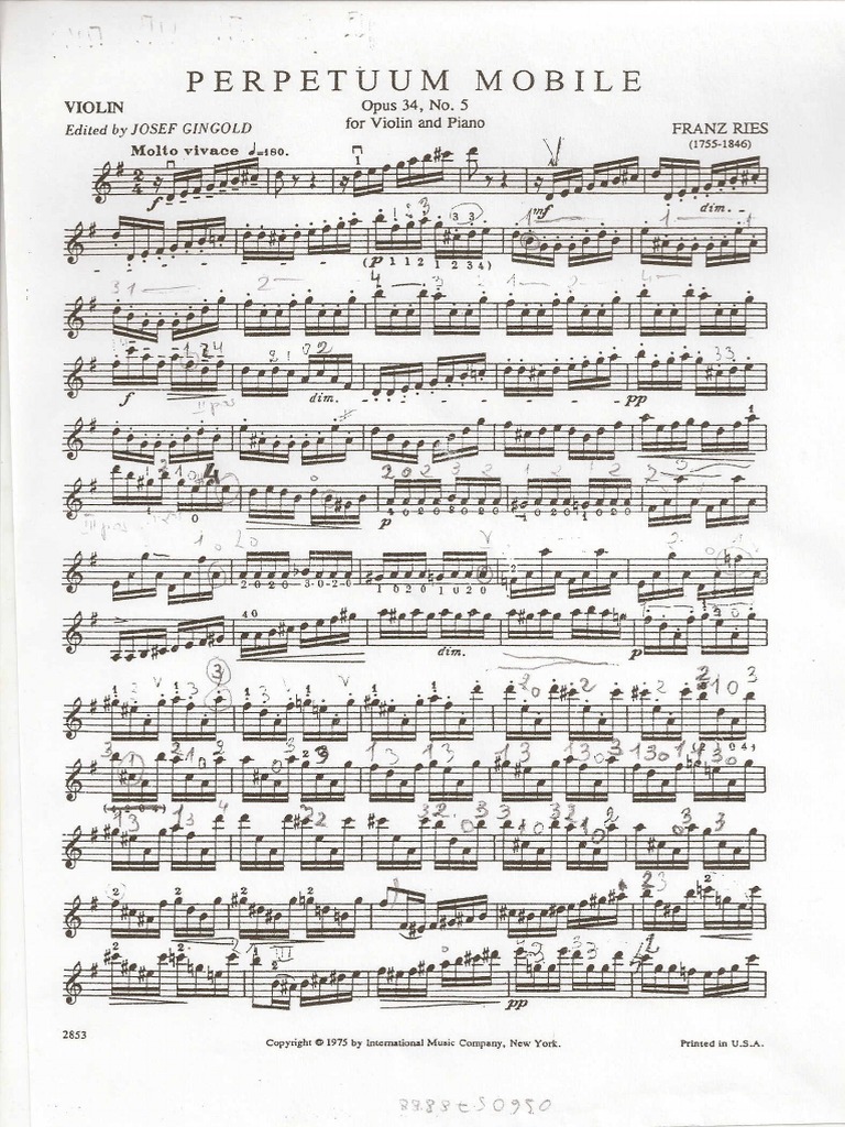 Franz Ries - Perpetuum Mobile For Violin and Piano | PDF | Classical Compositions | Classical Music