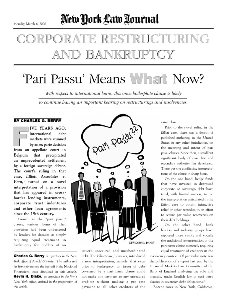 Understanding the Pari Passu Clause | PDF | Bankruptcy | Debt