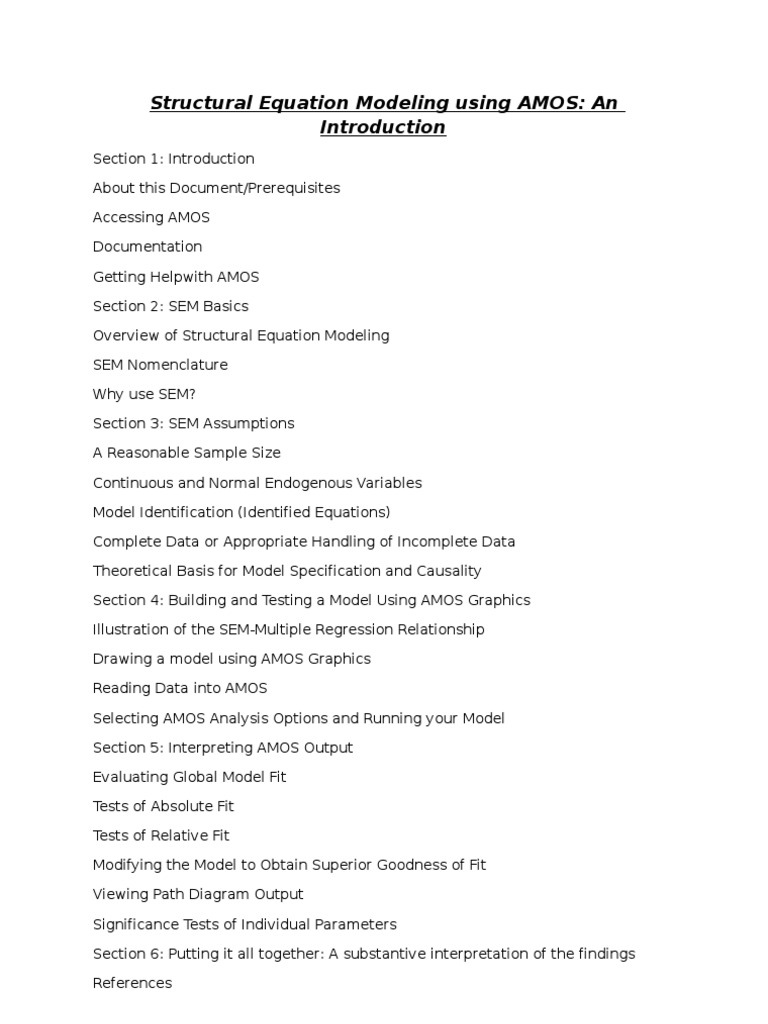 Structural Equation Modeling Using AMOS: An Introduction | PDF ...