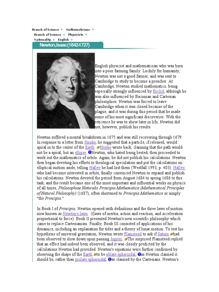 Sir Isac Newton - Biography | Isaac Newton | Light