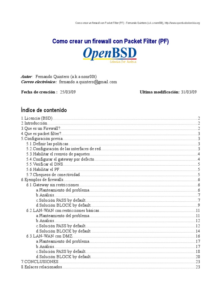 Crear un Firewall con Packet Filter | PDF | Firewall (Computing ...