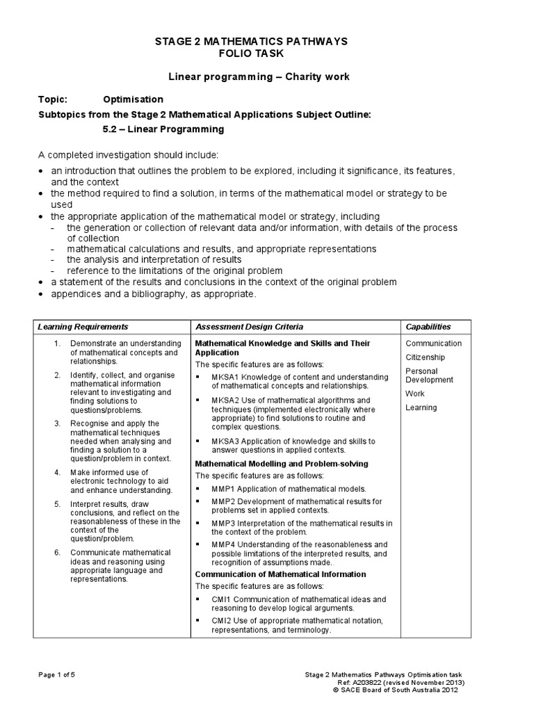 Topic 5 - Linear Programming | PDF | Teaching Mathematics | Algorithms