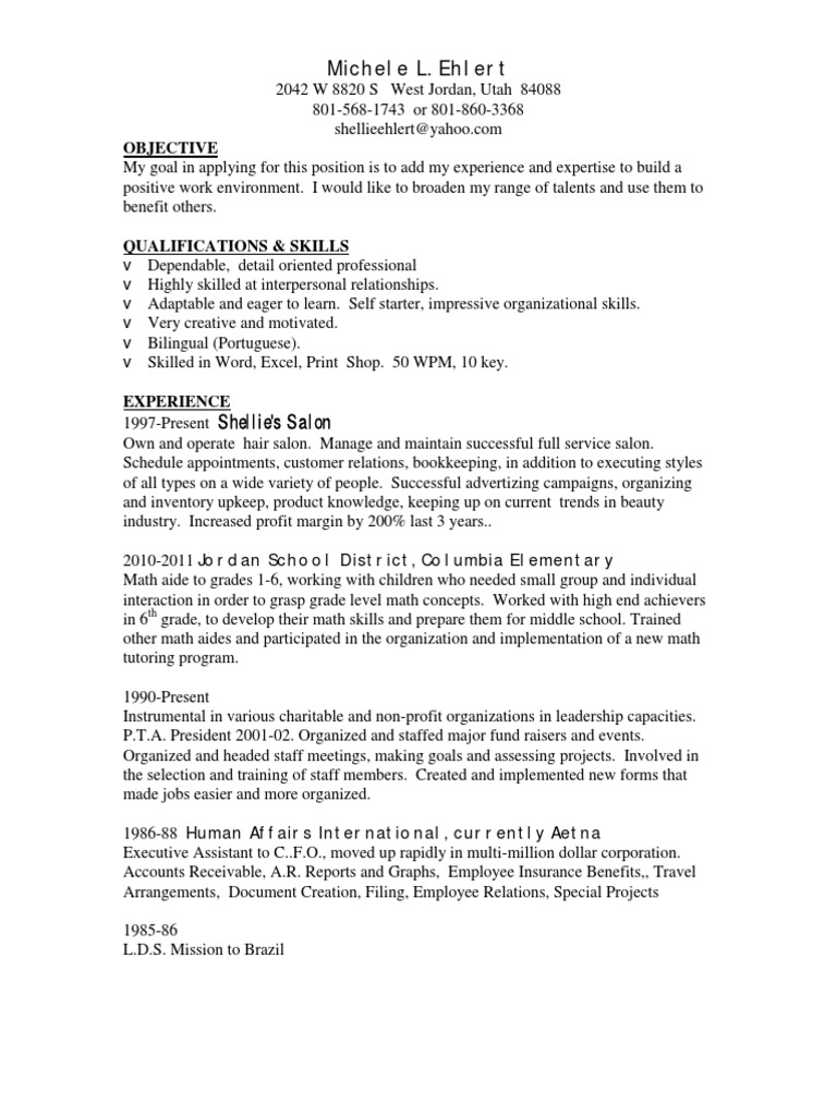 Resume of Michele Ehlert | PDF | Career & Growth | Social Science