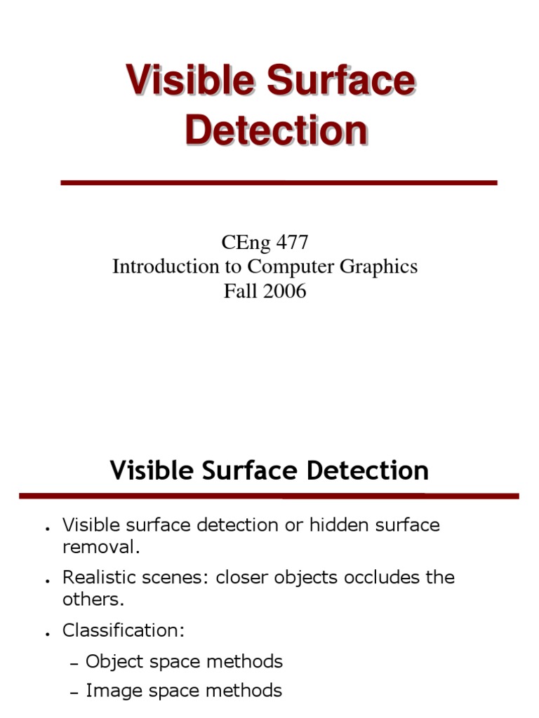 Visible Surface Detection Pdf Algorithms Applied Mathematics