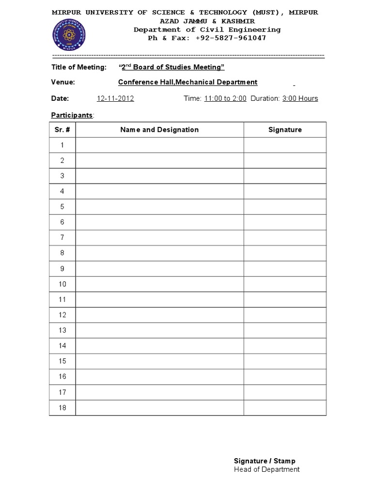 Meeting Proforma | PDF