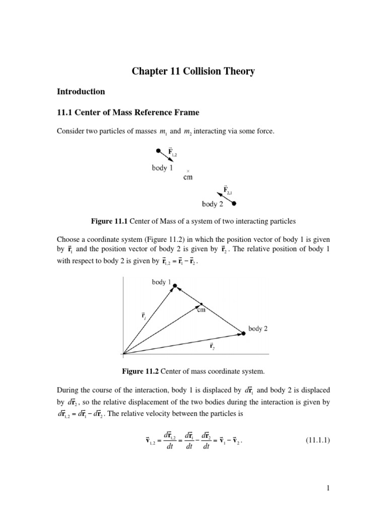 Chapter 11 Collision Theory: 11.1 Center of Mass Reference Frame | PDF ...