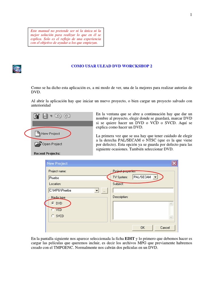 Guía para Ulead DVD Workshop 2 | PDF | Point and Click | Tecnología de medios
