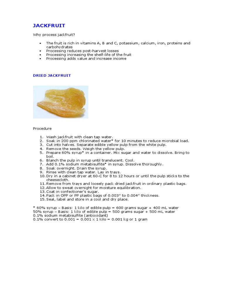 Jackfruit Processing | PDF | Pulp (Paper) | Sugar