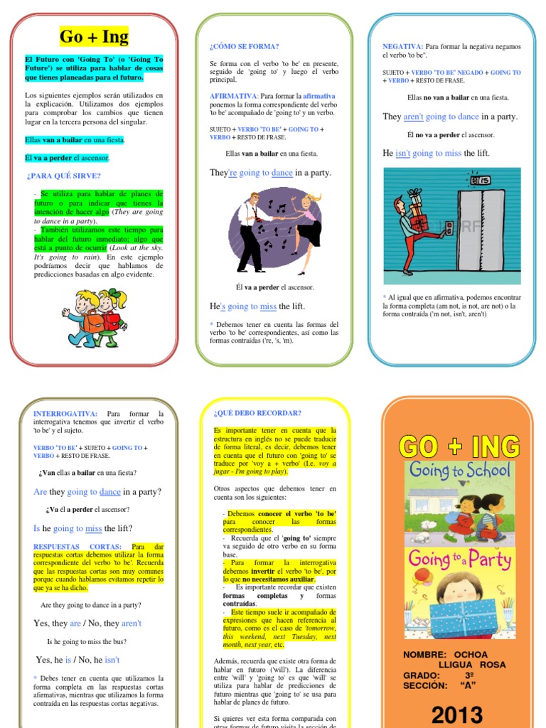 Triptico GO+ING | Verbo | Asunto (gramática) | Prueba gratuita de 30 ...
