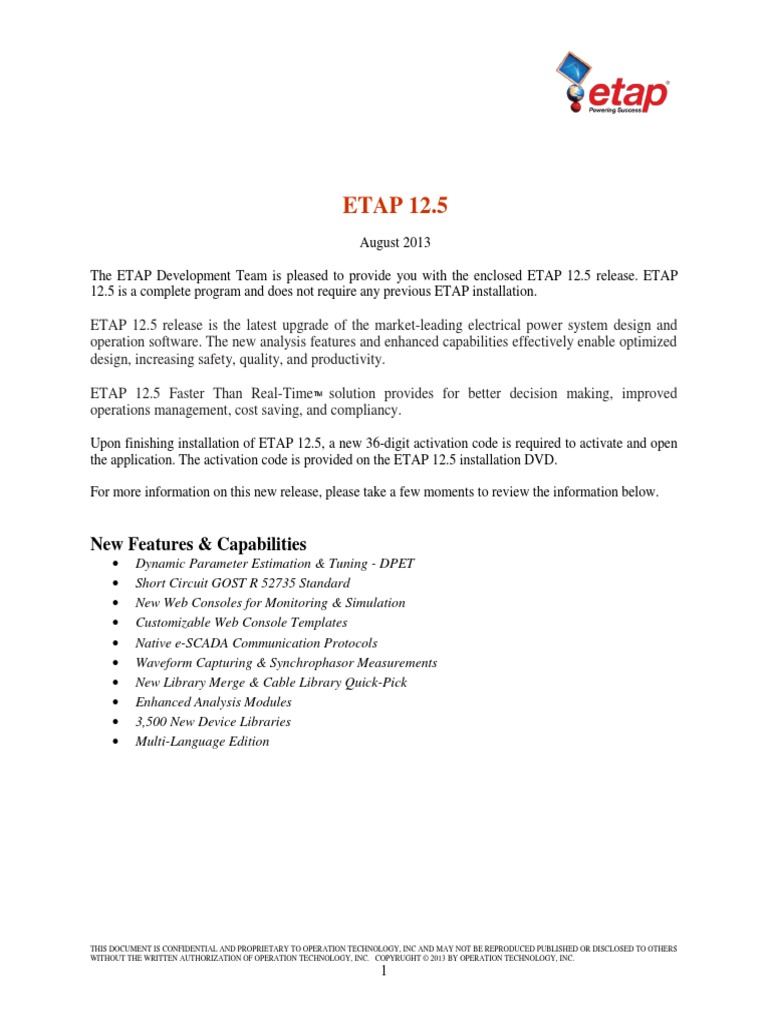 ETAP 12.5: New Features & Capabilities | PDF | Windows Server 2003 ...