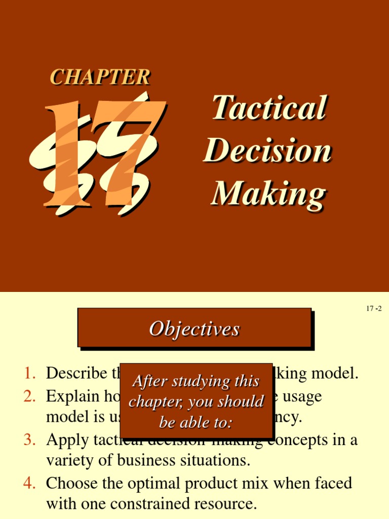 Tactical Decision Making | PDF | Cost | Pricing